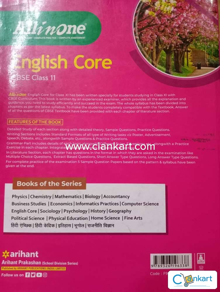 Buy 'All In One English Core CBSE Class 11 Arihant 2022 Edition' Book ...