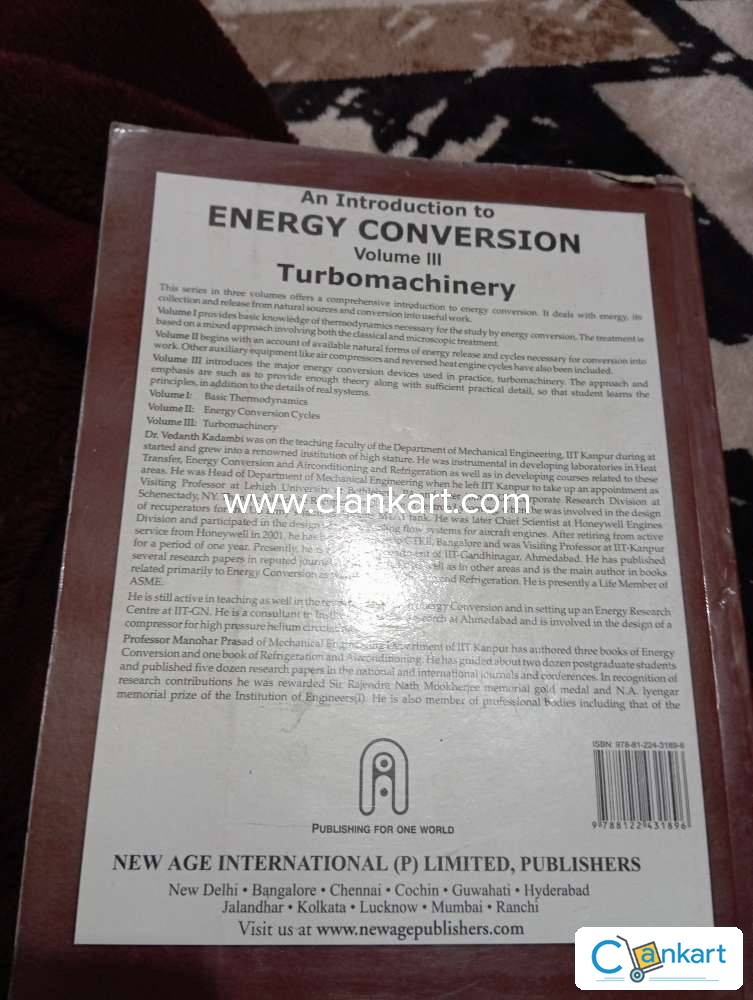 Buy 'An Introduction To ENERGY CONVERSION VOL III Turbomachinery' Book ...