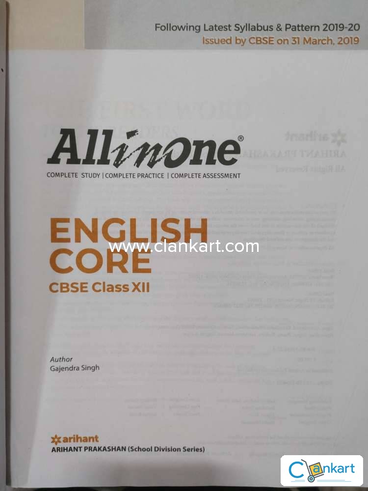 Buy 'All In One ENGLISH CORE CBSE Class 12 2019-20' Book In Excellent ...