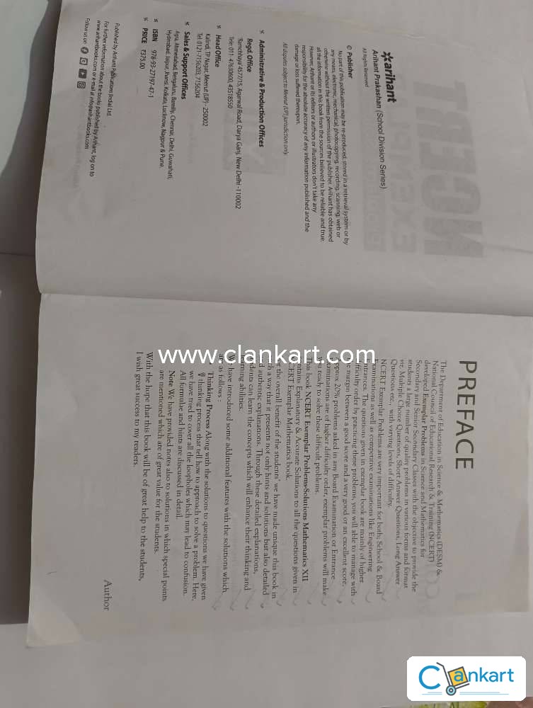 Buy 'NCERT Exemplar Problems-Solutions Mathematics Class 12th' Book In Excellent Condition At ...