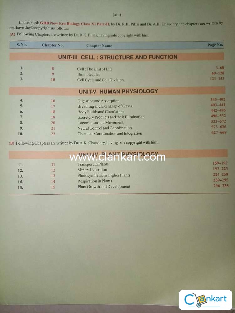 Buy 'Biology Reference Book By GRB For Class 11(Part 2)' Book In ...