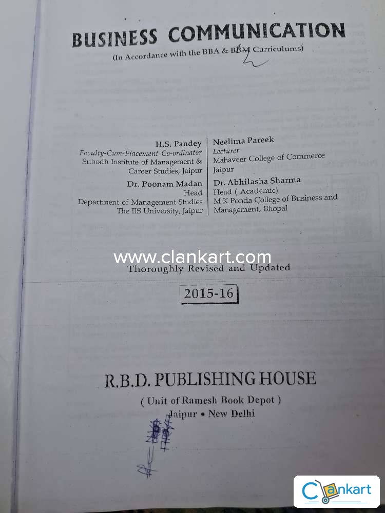 Buy 'Business Communication' Book In Excellent Condition At Clankart.com