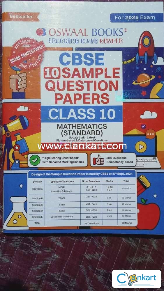 Buy 'Oswaal CBSE Sample Question Papers Class 10 Mathematics Standard ...