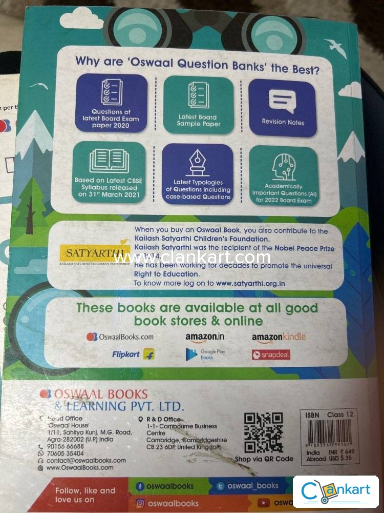 Buy 'Oswaal CBSE Question Bank Class 12 Mathematics Book Chapterwise ...