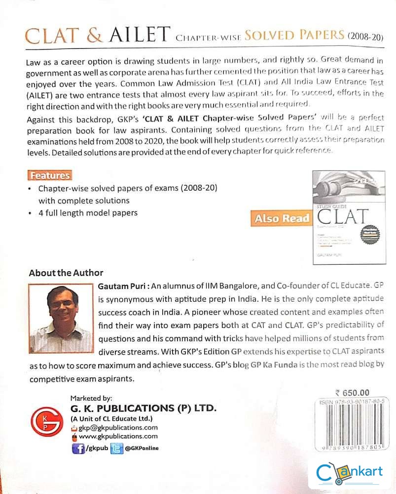 Buy 'Clat & Ailet 2021 Chapter Wise Solved Papers 2008-2020' Book In ...
