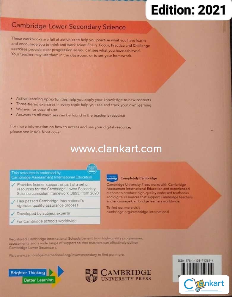 Buy 'Cambridge Lower Secondary Science Workbook 9 With Digital Access ...