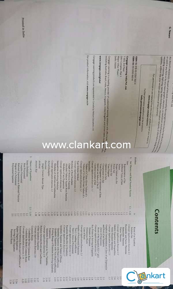 Buy 'Algebra Cengage' Book In Excellent Condition At Clankart.com