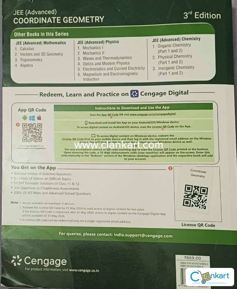 Buy 'Cengage JEE (advanced) Coordinate Geometry' Book In Excellent ...