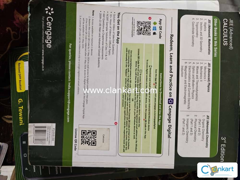 Buy 'Cengage Jee Advanced Calculus 3rd Ed Along With Dpp By G TEWANI ...