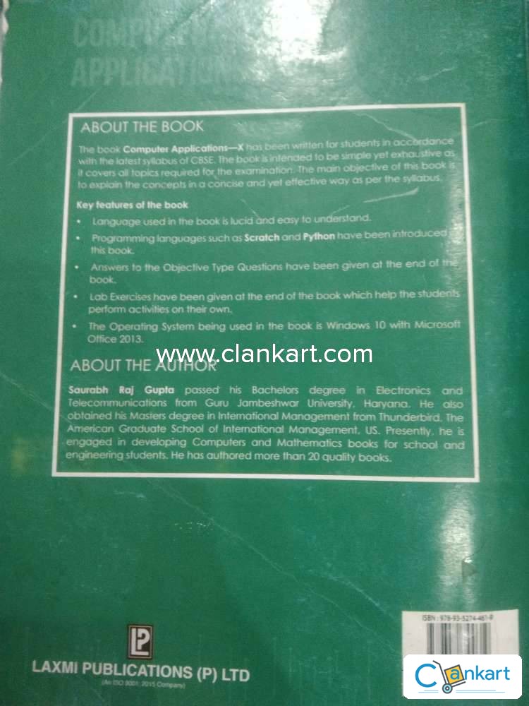 Buy 'Computer Applications Class X' Book In Good Condition At Clankart.com