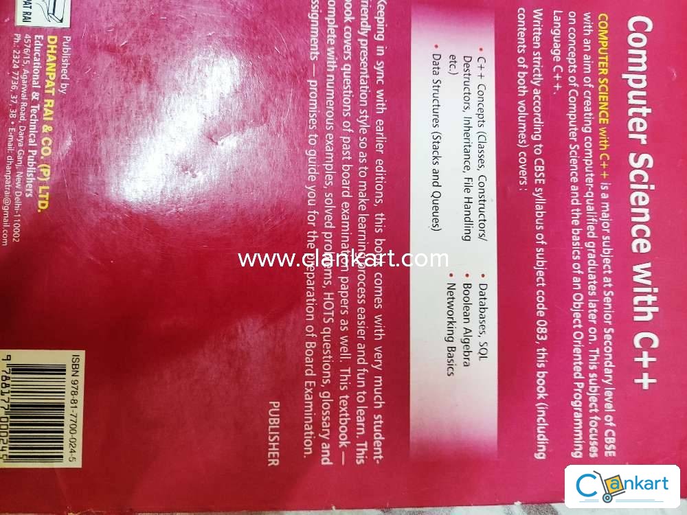 Buy 'Computer Science With C++ Class : XII (Set Of 2 Vols)' Book In Fair Condition At Clankart.com