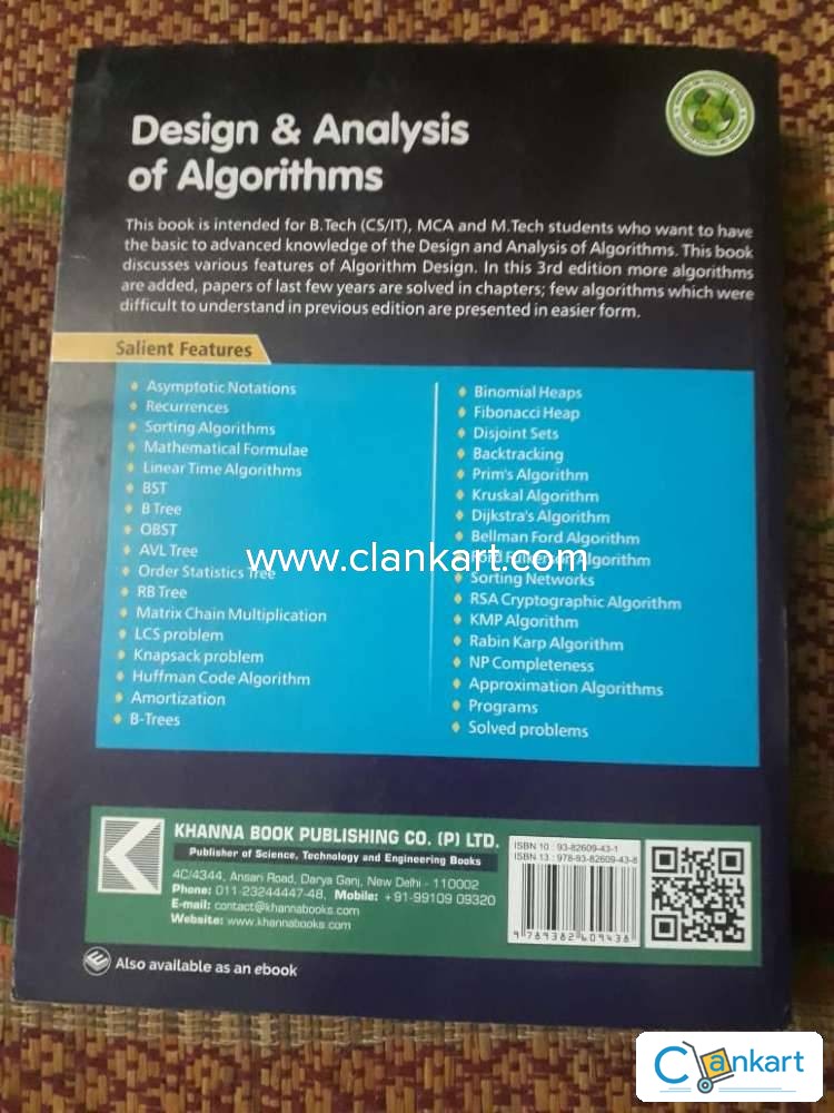 Buy Design And Analysis Of Algorithms Book In Excellent Condition At