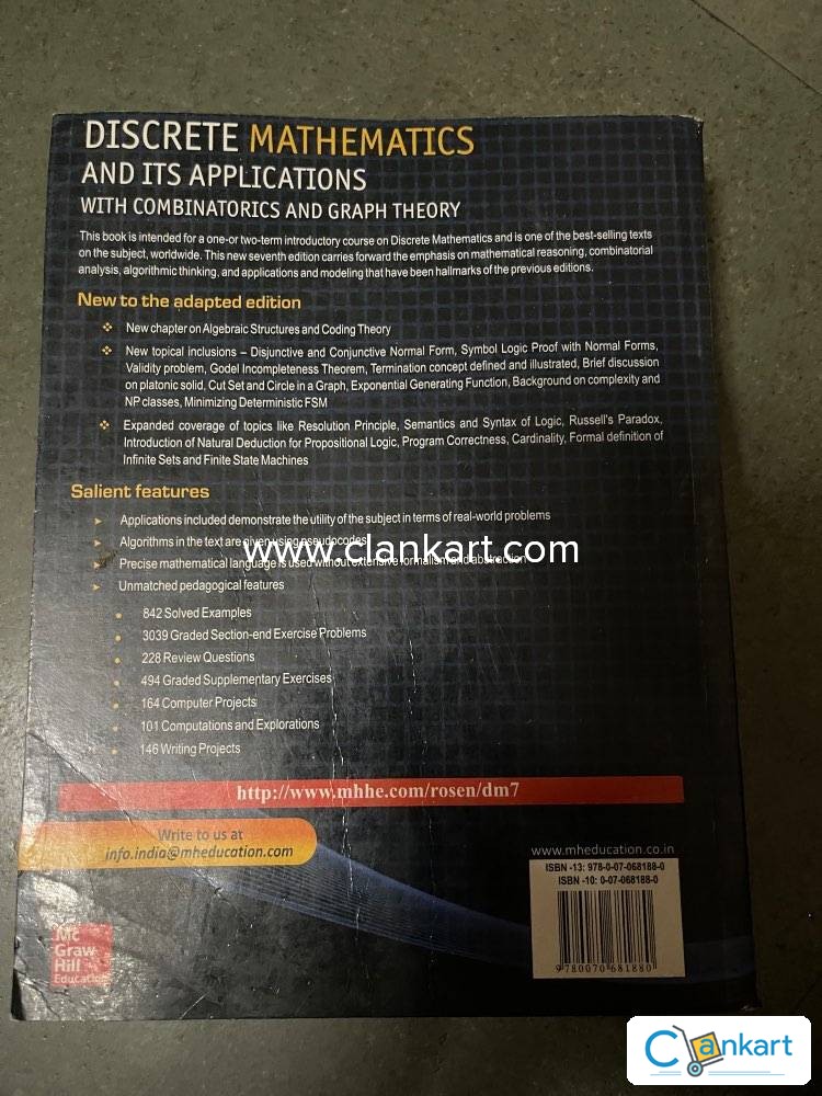 Buy 'Discrete Mathematics & Its Applications: With Combinatorics And Graph Theory' Book In ...