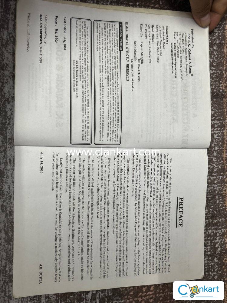 Buy 'A Text Book Of Electronics Devies Circuits (MDU)' Book In Fair ...