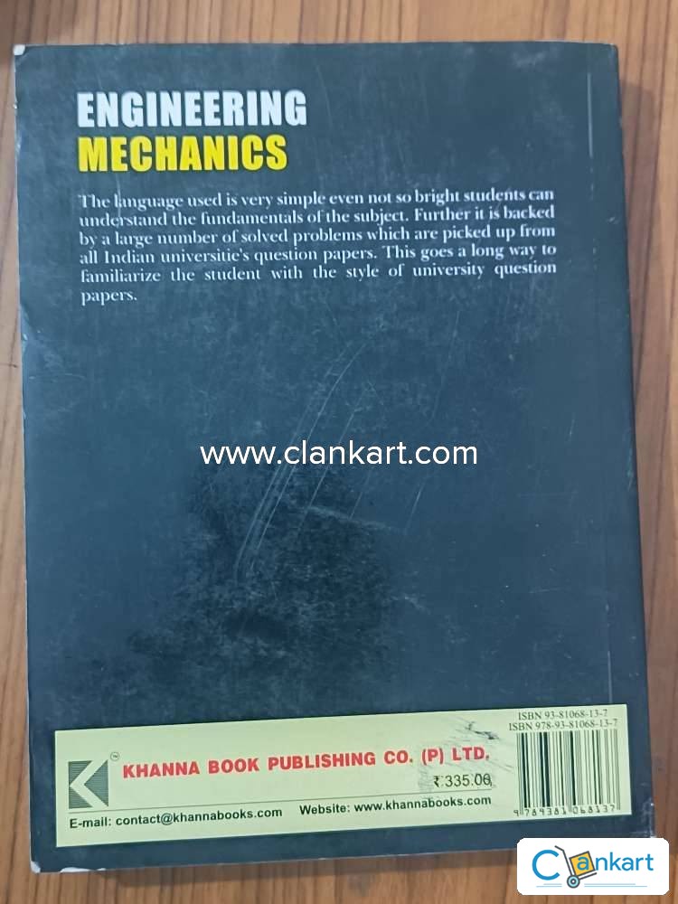 Buy 'Engineering Mechanics' Book In Excellent Condition At Clankart.com