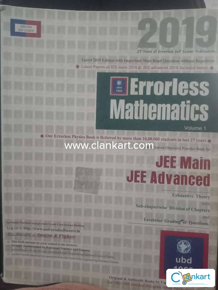 Buy 'Errorless Mathematics For Neet, Jee Main, Jee Advanced (Set Of 2 ...