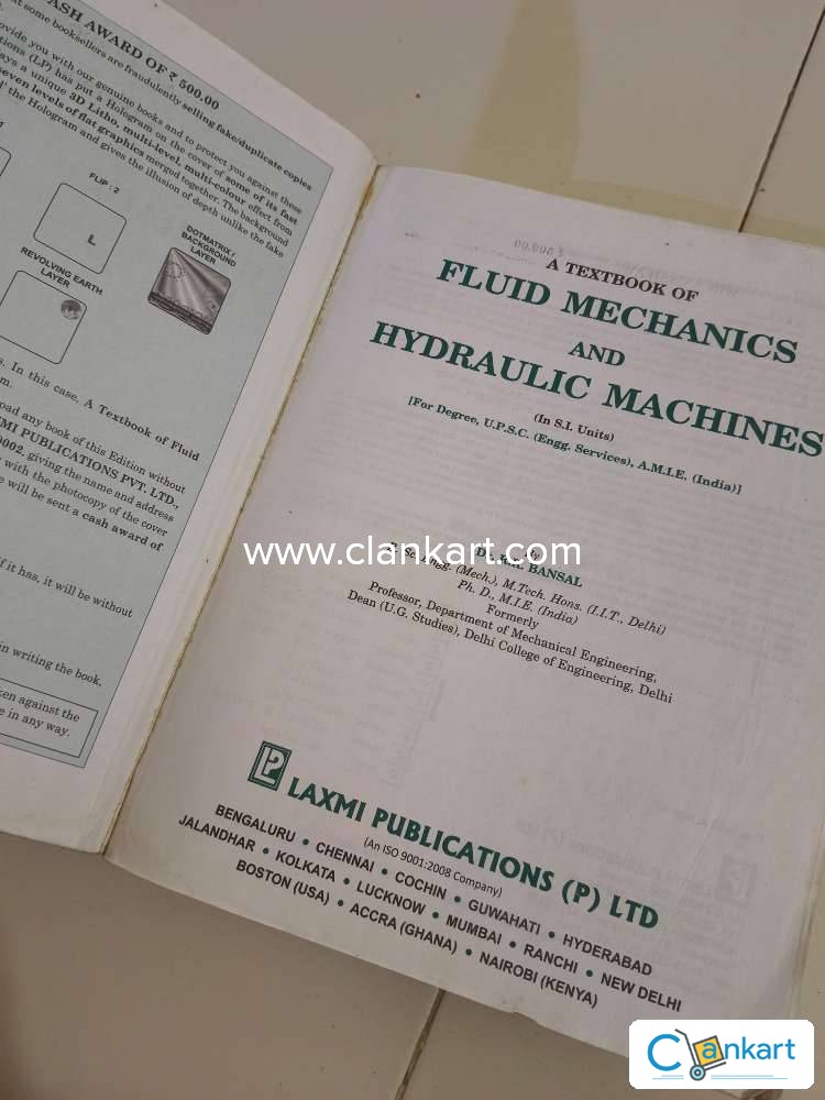 Buy 'A Textbook Of Fluid Mechanics And Hydraulic Machines' Book In Good ...