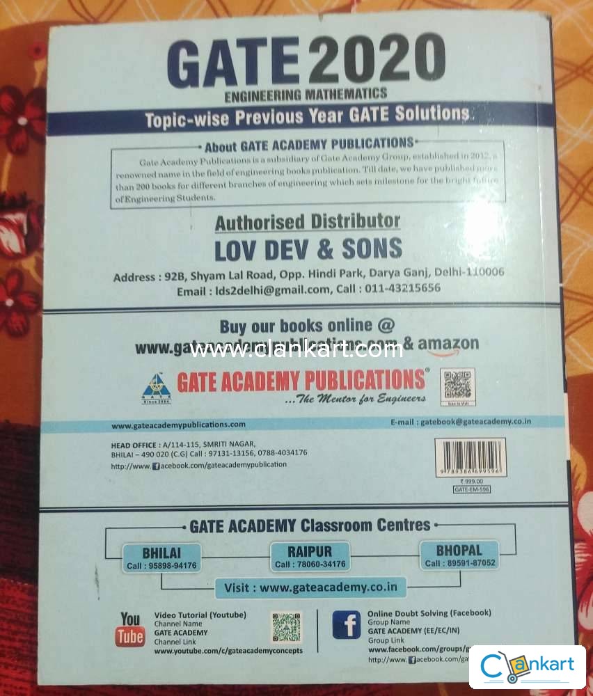 Buy 'GATE 2020 ENGINEERING MATHEMATICS' Book In Excellent Condition At ...