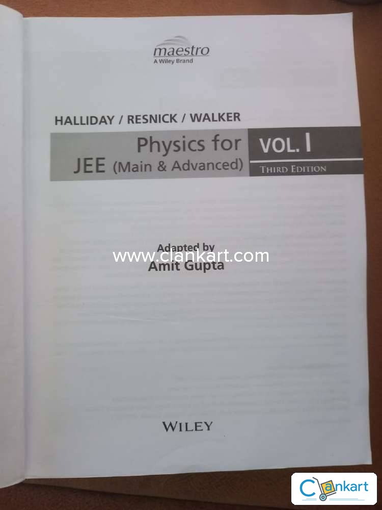 Buy 'Halliday/Resnick/Walker PHYSICS FOR JEE MAINS AND ADVANCED' Book ...