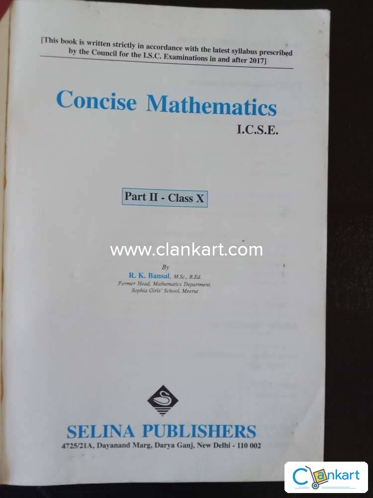 Buy 'ICSE CLASS 10TH MATHEMATICS BOOK' Book In Excellent Condition At ...