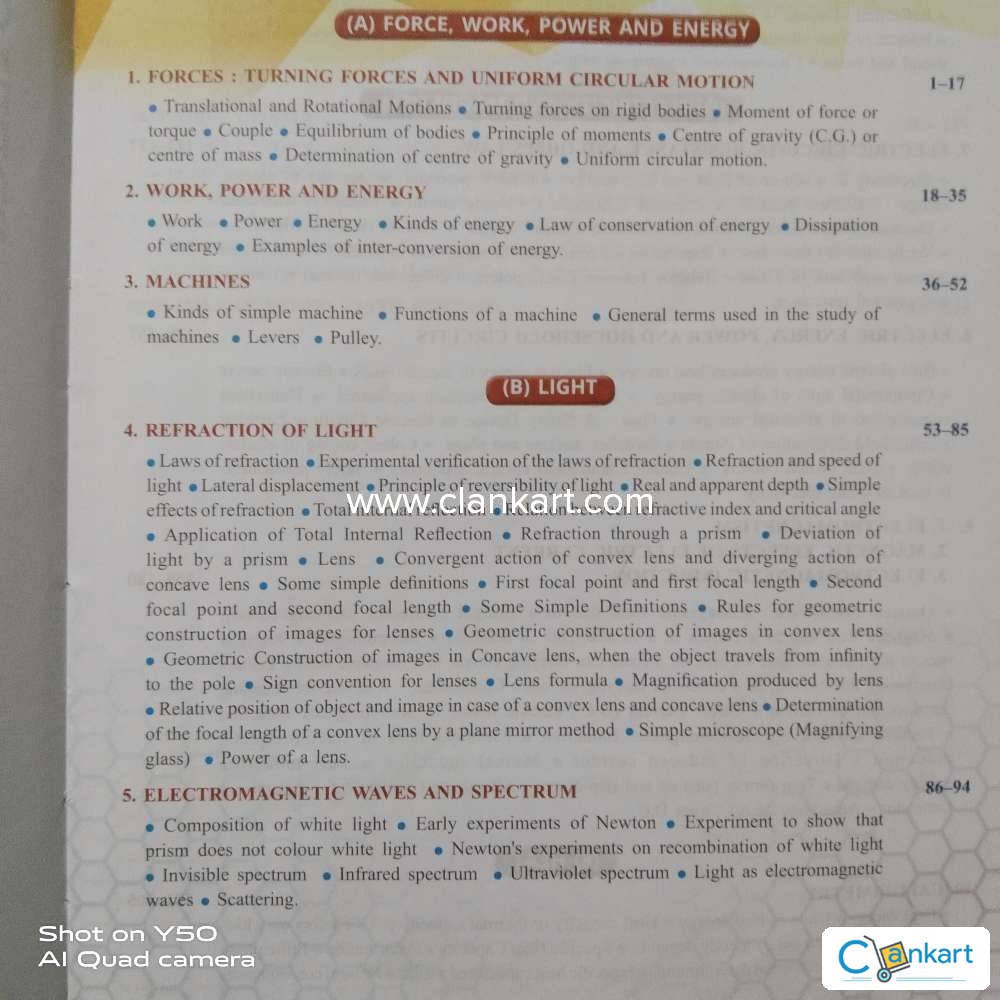 Buy 'ICSE Physics For Class 10th' Book In Excellent Condition At ...