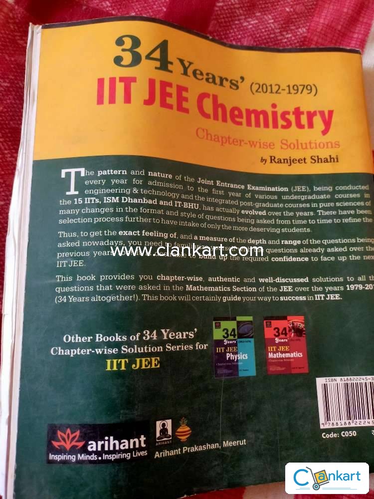 Buy '34 Years IIT JEE CHEMISTRY CHAPTER WISE SOLUTIONS' Book In Excellent Condition At Clankart.com