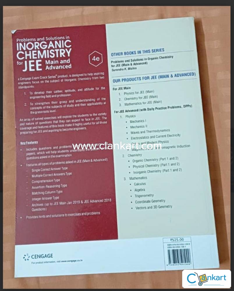 Buy 'Problems And Solutions In Inorganic Chemistry For JEE (Main ...