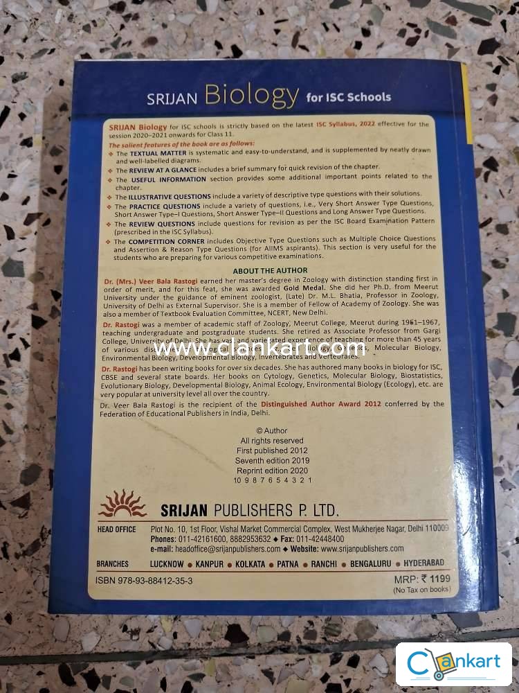 Buy 'ISC CLASS 11 BIOLOGY TEXTBOOK - SRIJAN' Book In Excellent ...