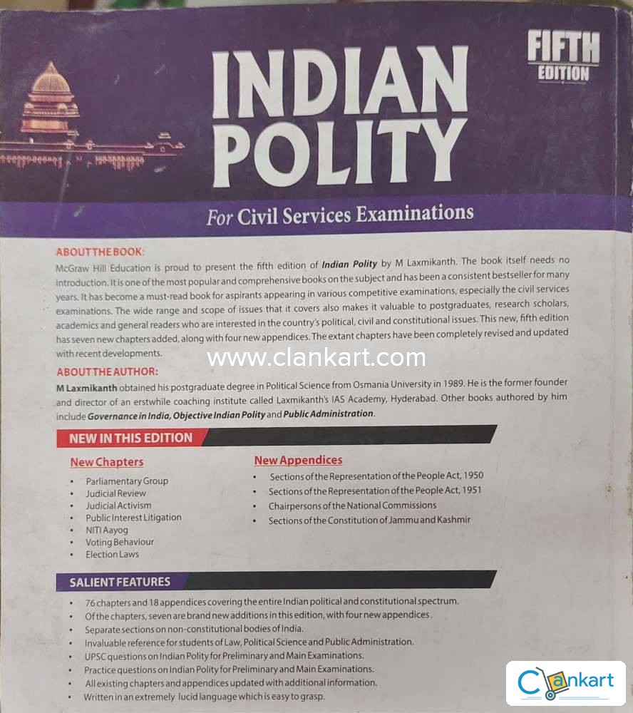 Buy 'Indian Polity For Civil Services Examinations' Book In Excellent ...