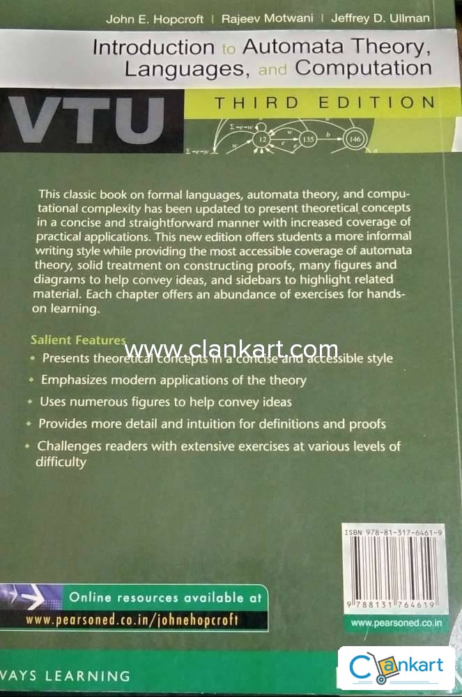 Buy 'Introduction To Automata Theory, Languages, And Computation' Book ... Buy 'Introduction To Automata Theory, Languages, And Computation' Book ...