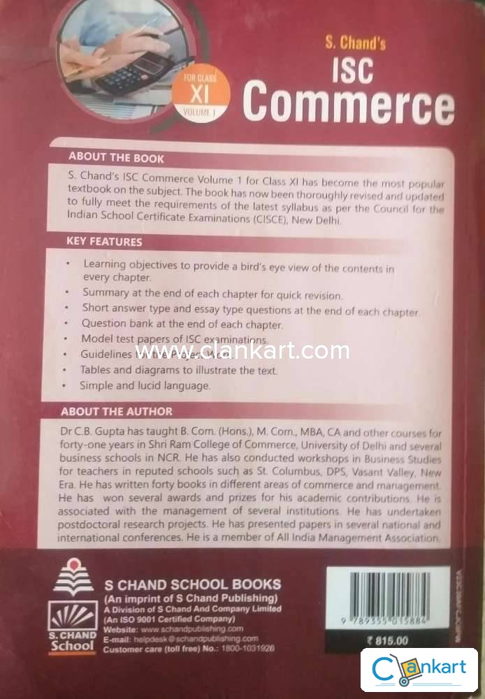 Buy 'Isc Class 11 Commerce Textbook S Chand's' Book In Good Condition ...