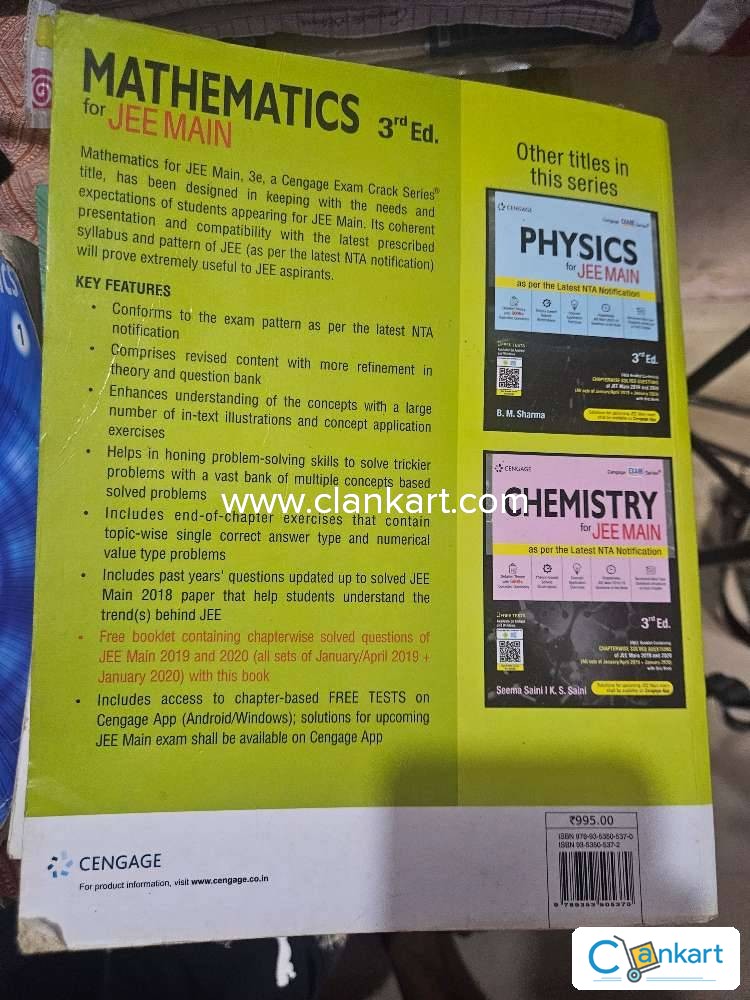 Buy 'Mathematics For Jee Mains 3rd Edition Cengage' Book In Excellent ...