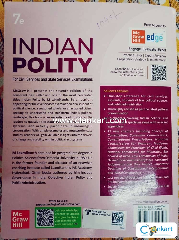 Buy 'INDIAN POLITY FOR CIVIL SERVICES AND STATE SERVICES EXAMINATIONS ...