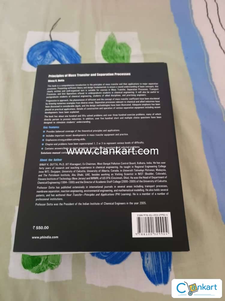 Buy 'PRINCIPLES OF MASS TRANSFER AND SEPARATION PROCESS' Book In ...