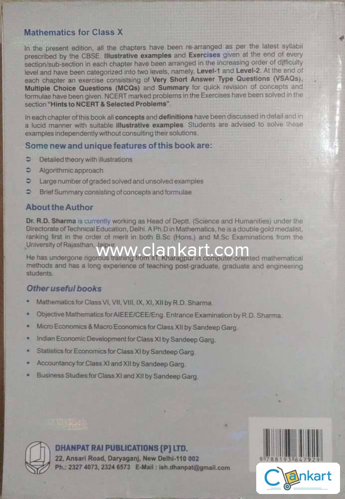 Buy 'Mathematics Class X' Book In Excellent Condition At Clankart.com