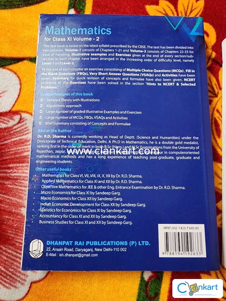 Buy 'Mathematics For Class 11 (set Of 2 Volumes) Examination 2020-2021 ...