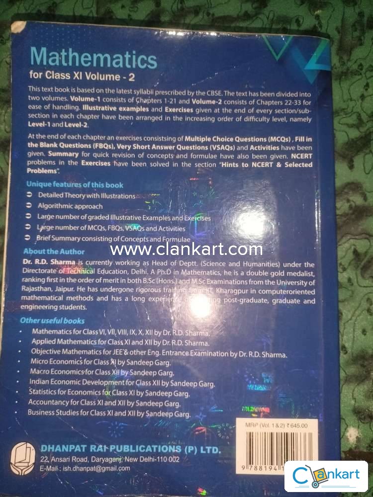Buy 'Mathematics For Class 11 (set Of 2 Volumes) Examination 2020-2021 ...