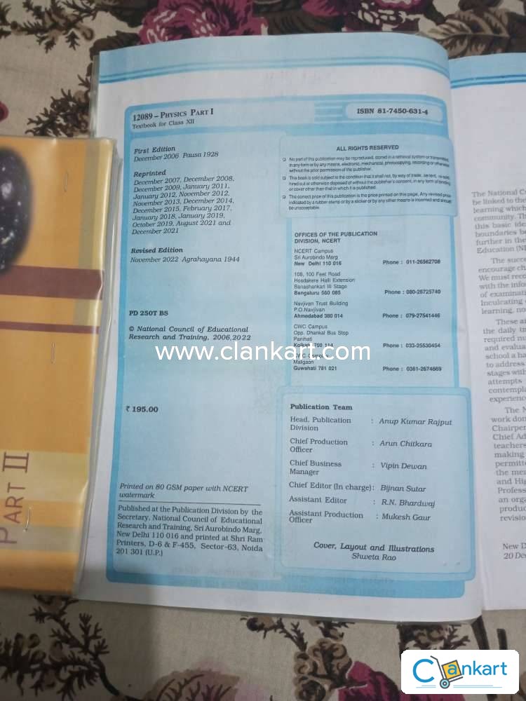 Buy 'NCERT PHYSICS CLASS 12' Book In Excellent Condition At Clankart.com