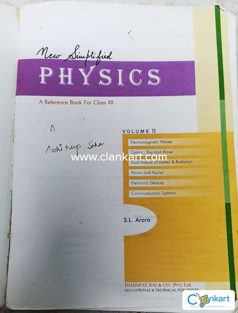 Buy 'New Simplified Physics For Class 12 By S.L. Arora VOL I & II' Book ...