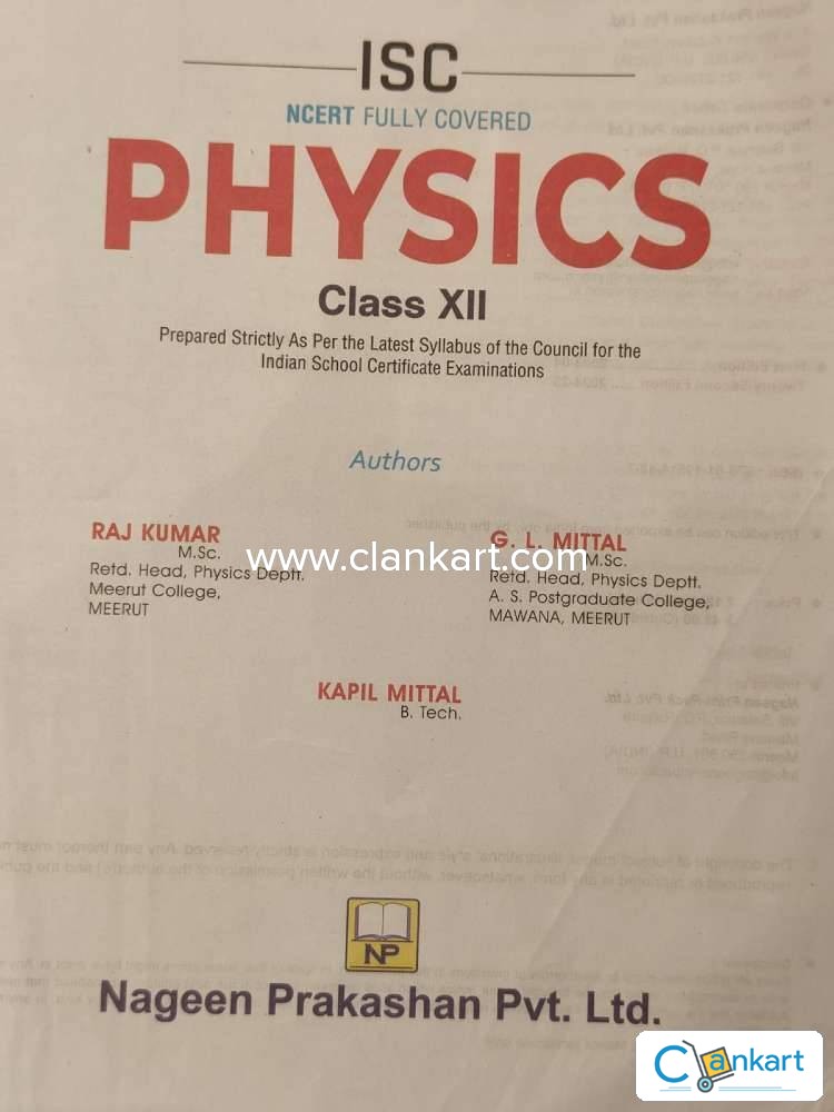 Buy 'Physics ISC NOOTAN By Kumar Mittal' Book In Good Condition At ...