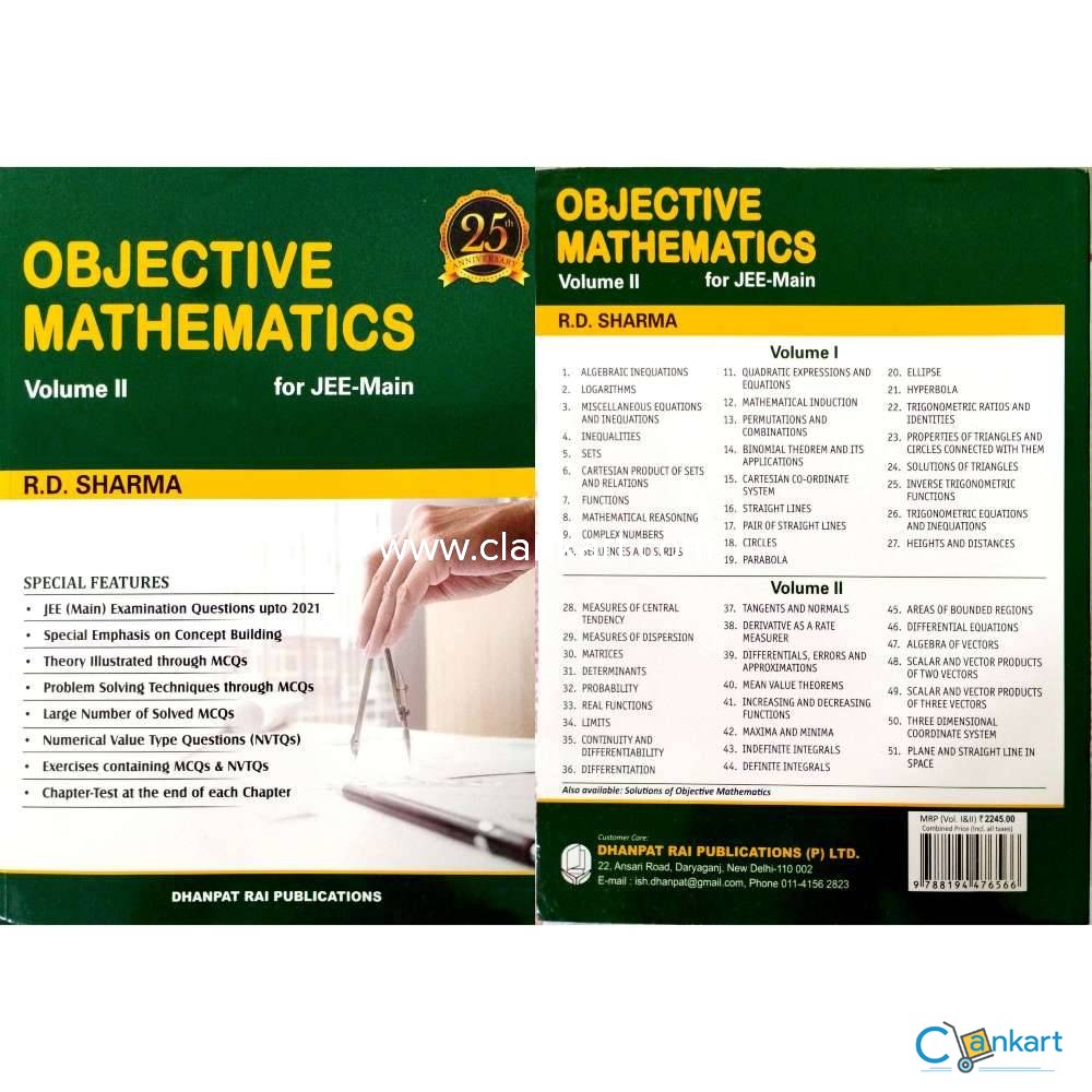 Buy 'Objective Mathematics RD Sharma JEE Main Volume 1& 2' Book In ...