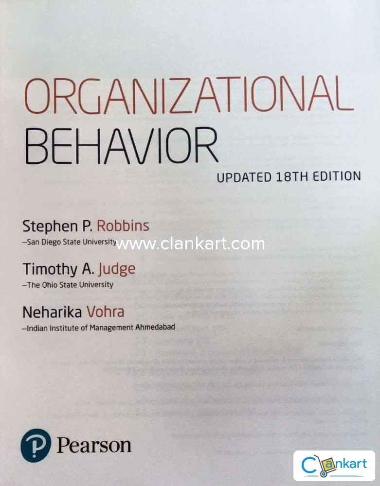 Buy 'Organizational Behavior 18/E' Book In Excellent Condition At Clankart.com