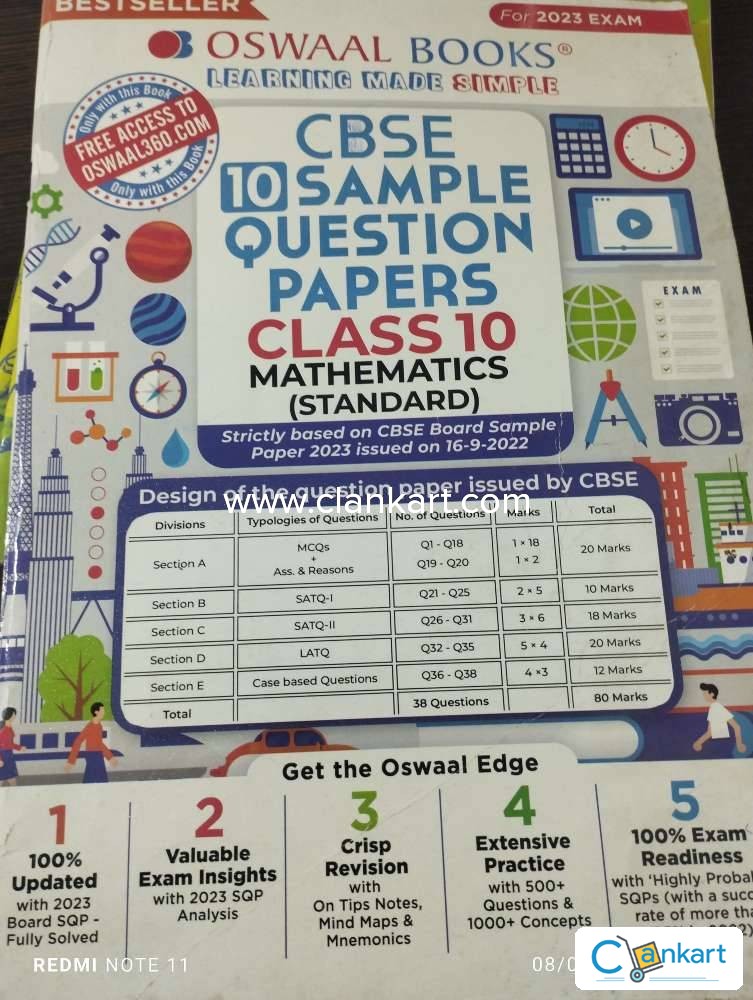 Buy 'Oswaal CBSE Sample Question Papers Class 10 Mathematics Standard ...