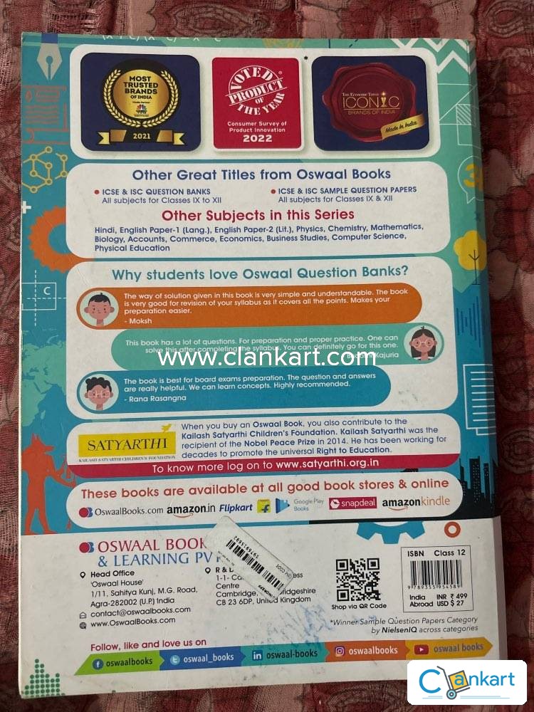 Buy 'Oswaal ISC Question Bank Class 12 Physics Book (For 2023 Exam ...