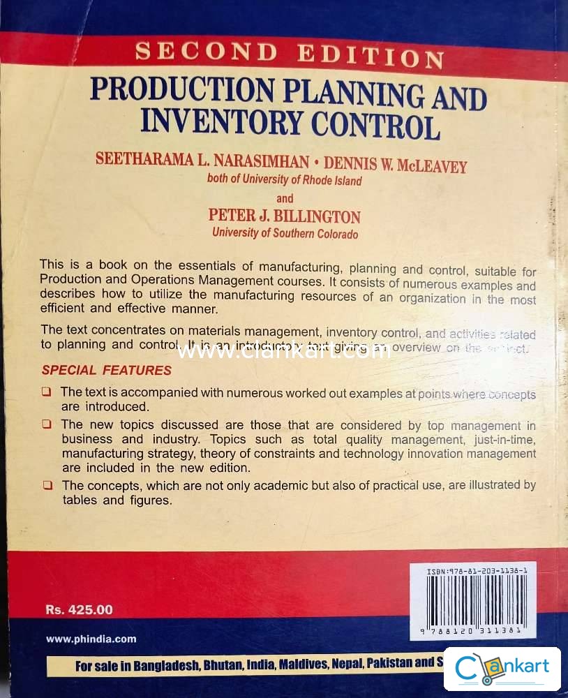 Buy 'Production Planning And Inventory Control' Book In Good Condition ...