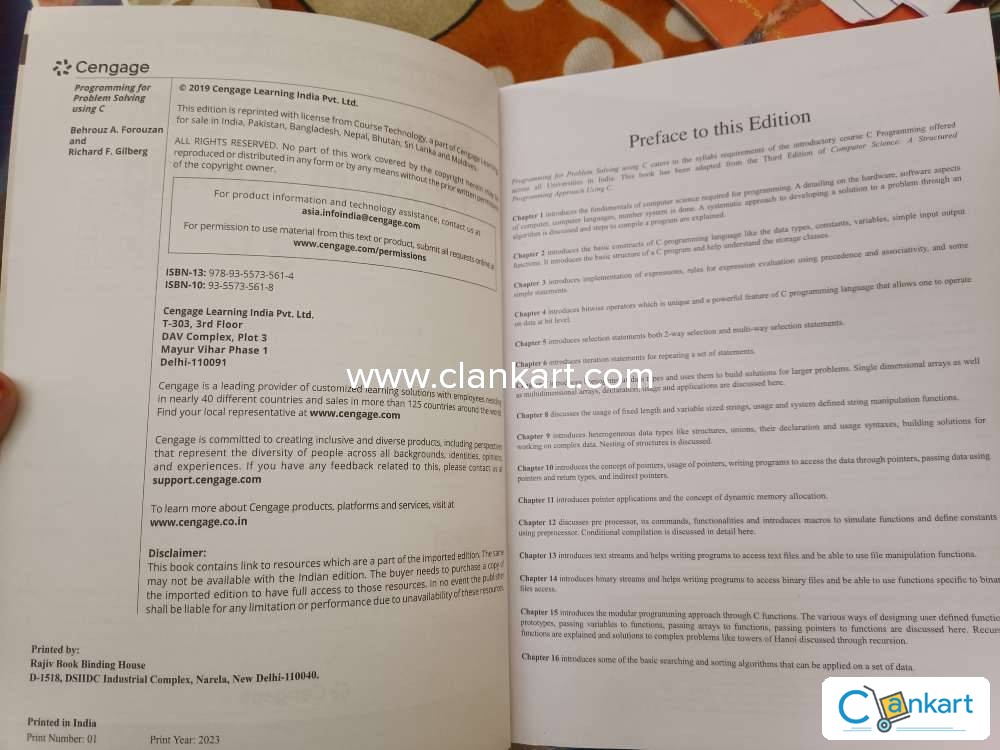 Buy 'Programming For Problem Solving Using C(cengage)' Book In ...