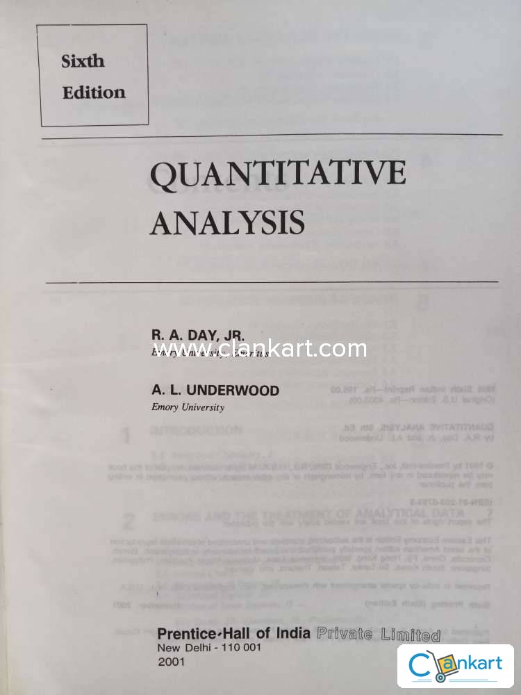 Buy 'Quantitative Analysis, 6Th Ed.' Book In Excellent Condition At ...