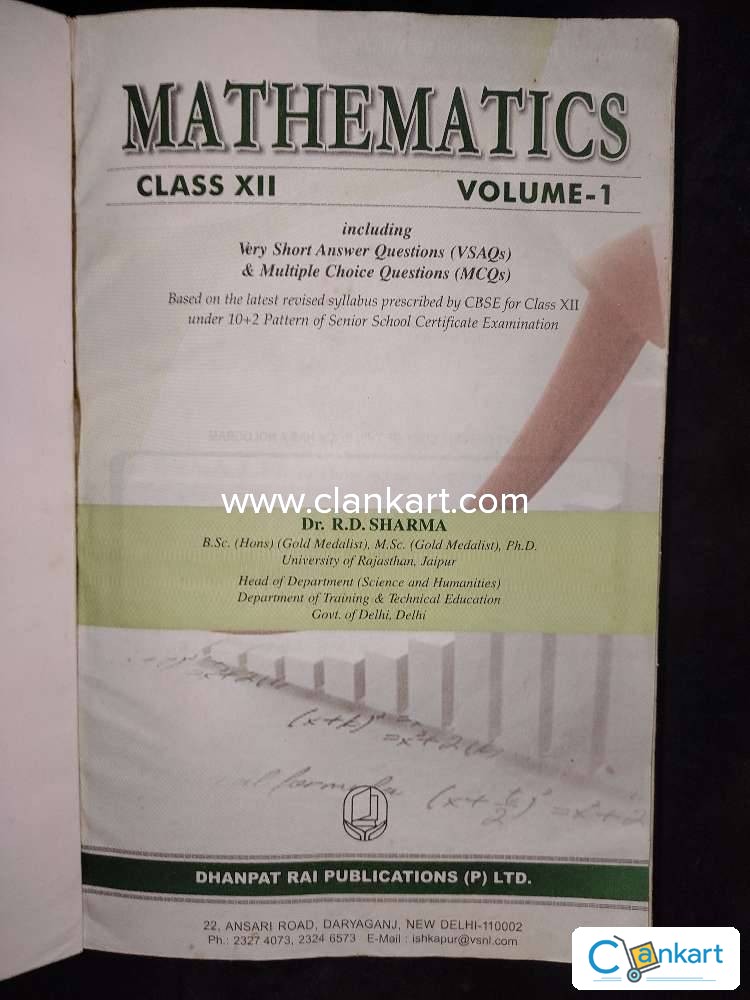 Buy 'Mathematics Class XII Volume-1' Book In Good Condition At Clankart.com