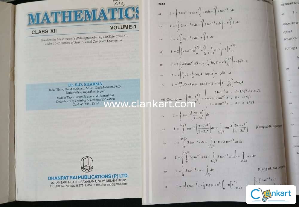 Buy 'RD Sharma Class 12th Volume 1 And Volume 2' Book In Good Condition ...