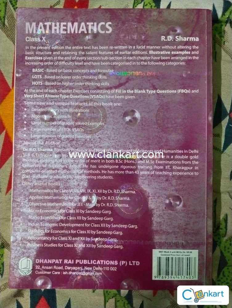 Buy 'Mathematics Class 10 R.D. Sharma' Book In Excellent Condition At ...